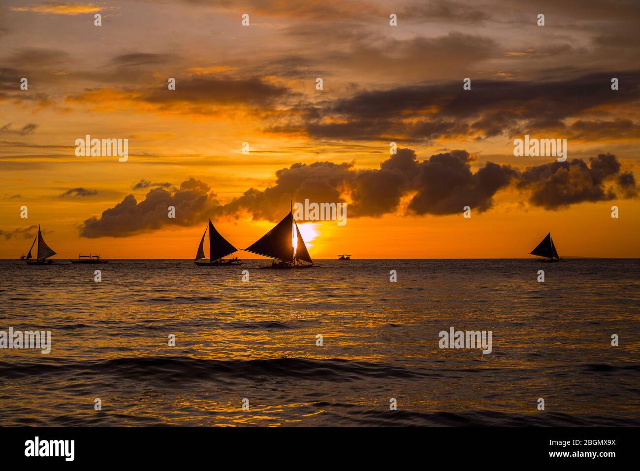 Sunset White beach path on Boracay island, Philippines Stock Photo - Alamy