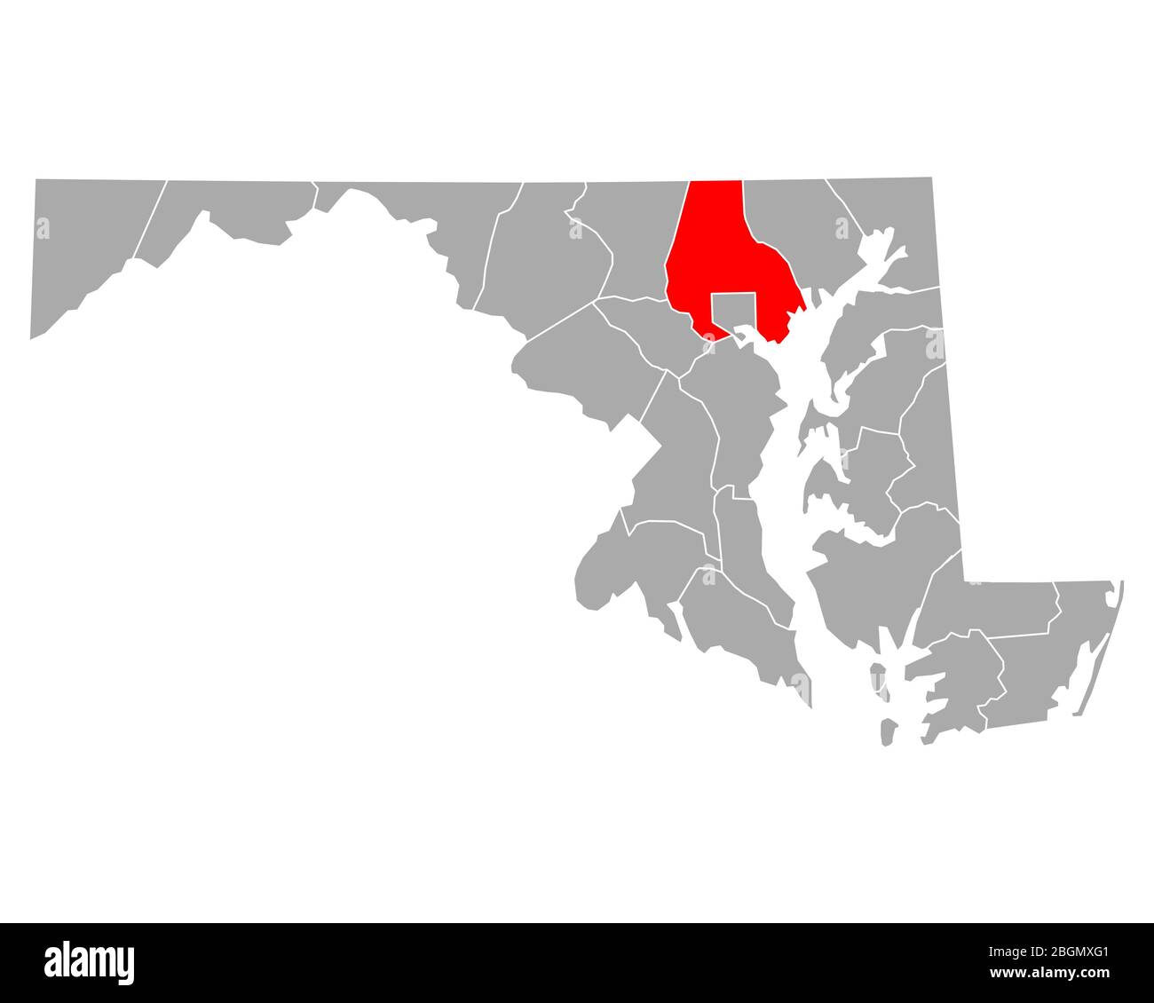 Map of Baltimore County in Maryland Stock Photo - Alamy