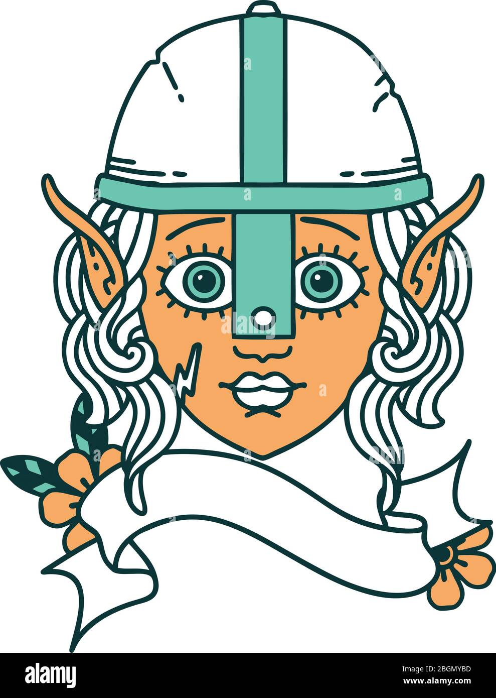 Retro Tattoo Style elf fighter character face Stock Vector Image & Art ...
