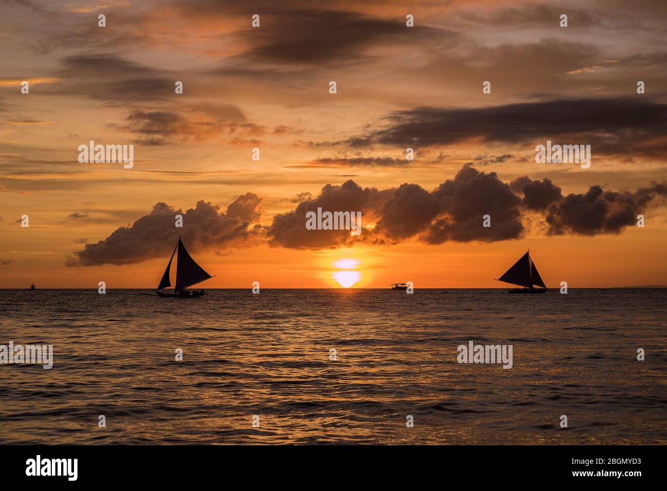 Sunset White beach path on Boracay island, Philippines Stock Photo - Alamy
