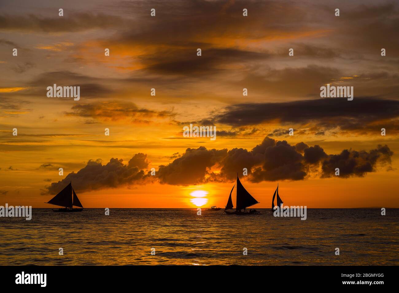 Sunset White beach path on Boracay island, Philippines Stock Photo - Alamy