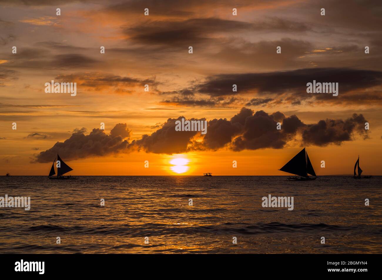 Sunset White beach path on Boracay island, Philippines Stock Photo - Alamy