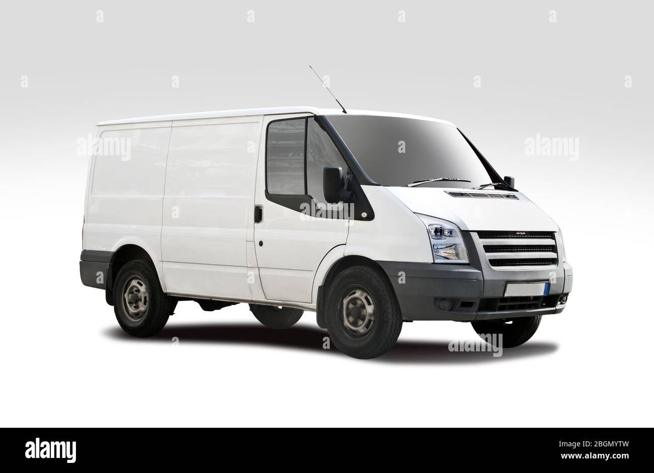 White van side view isolated on white Stock Photo - Alamy