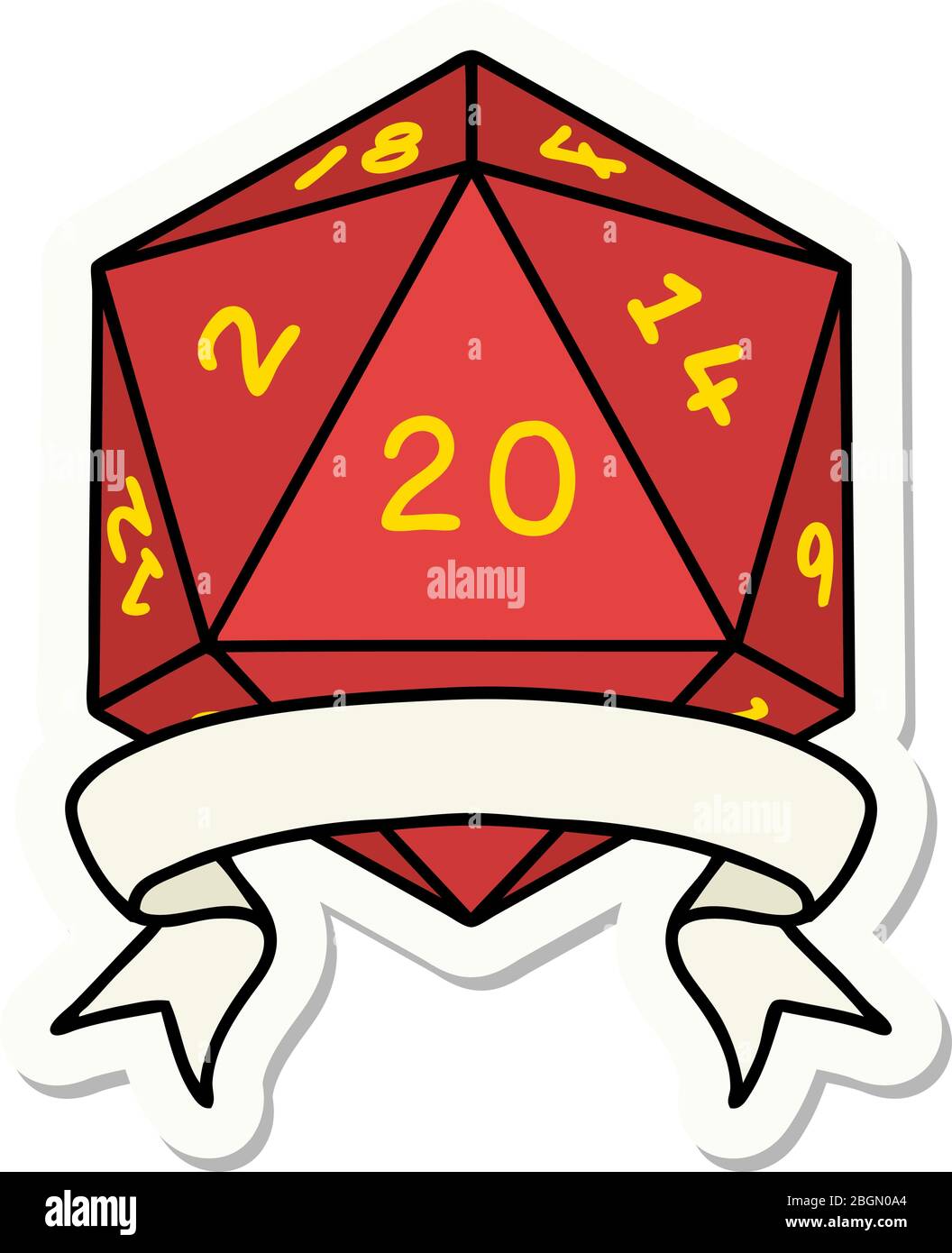 sticker of a natural 20 critical hit D20 dice roll Stock Vector Image ...