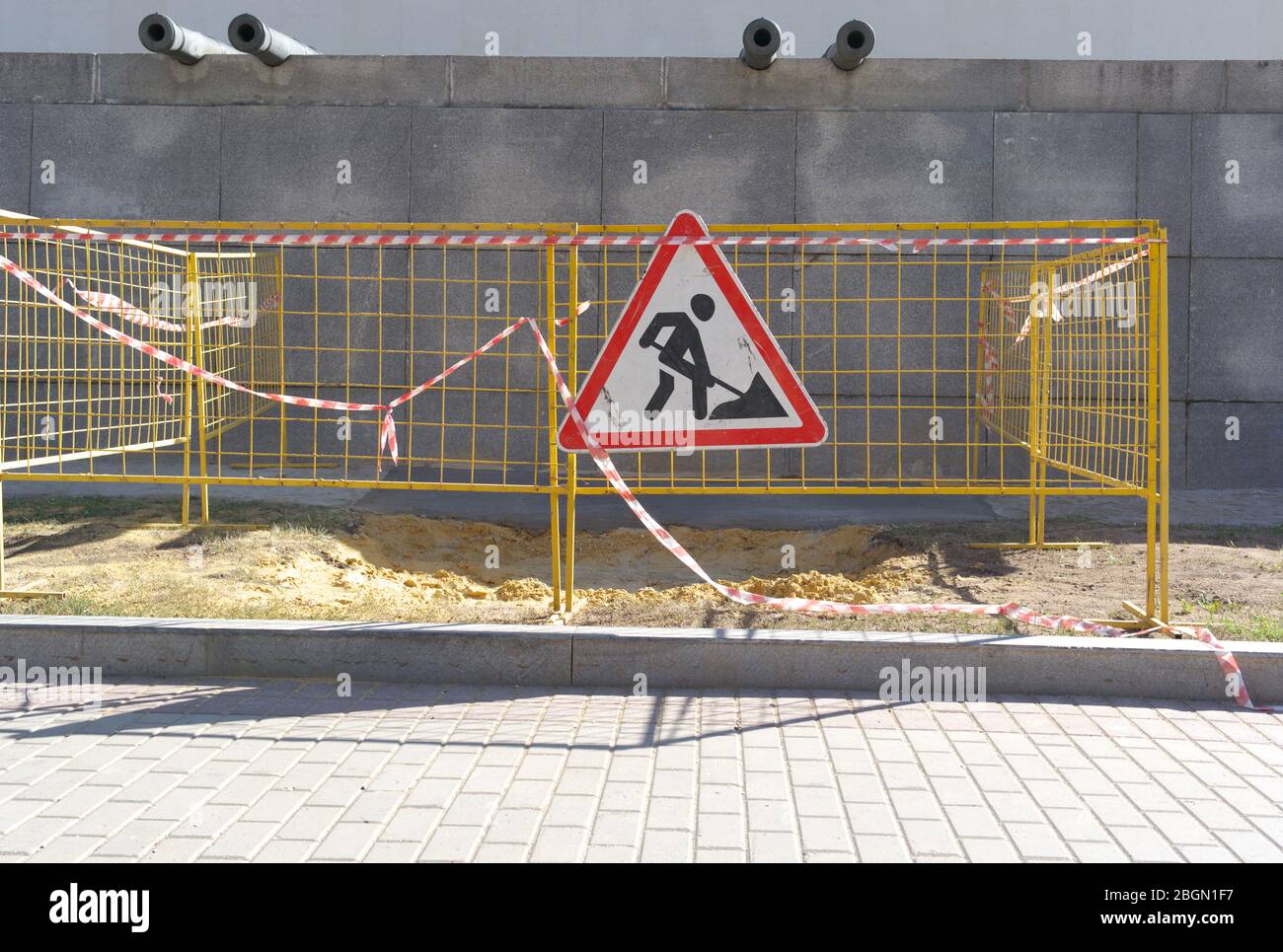 road works sign Stock Photo - Alamy