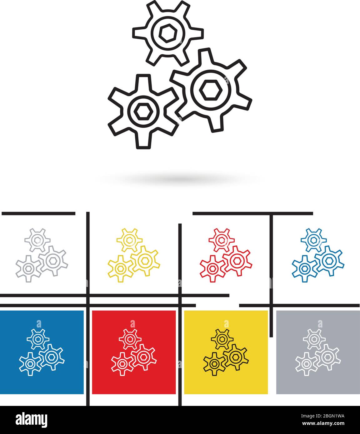 Cogs gears icon or cogs gears sign. Cog gears thin line pictogram for ...