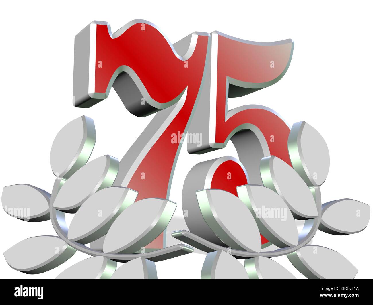 Anniversary 75 years, 3D illustration Stock Photo - Alamy