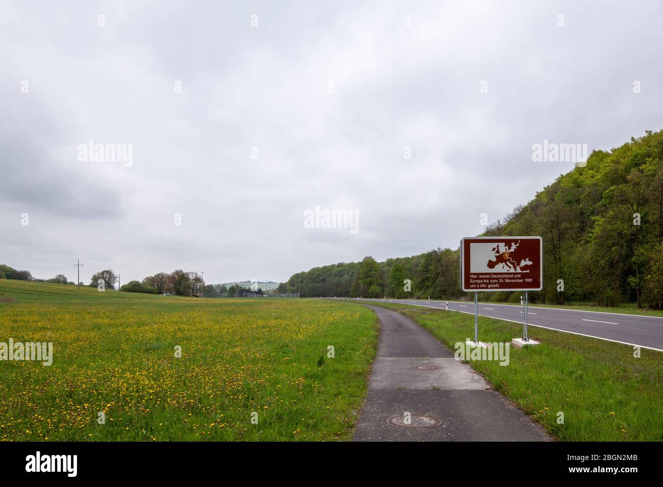 Information sign identifying location of former border between East and ...