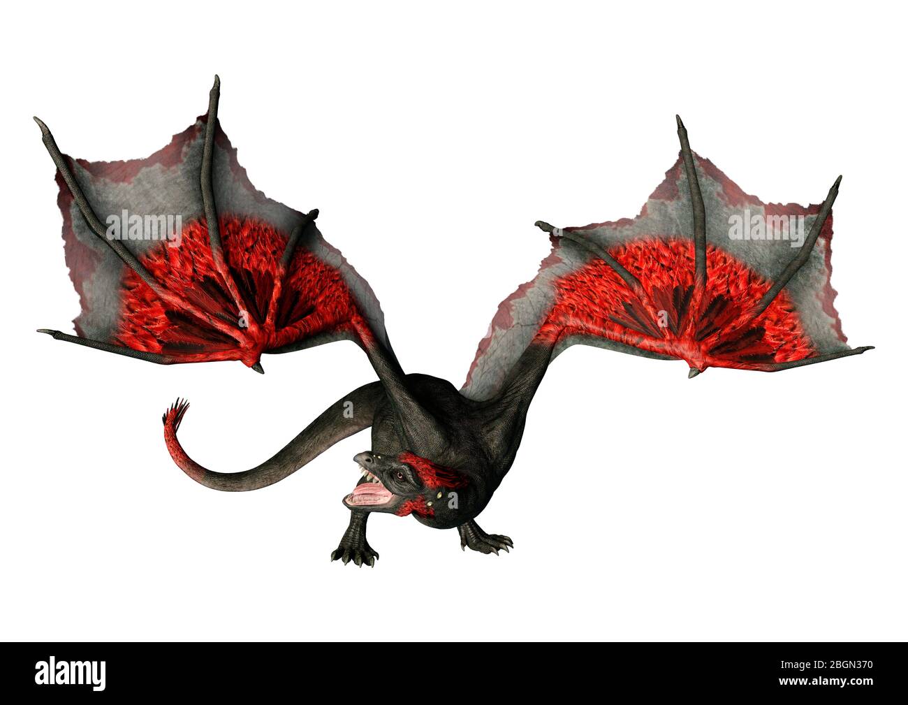 3D rendering of a fantasy dragon isolated on white background Stock ...