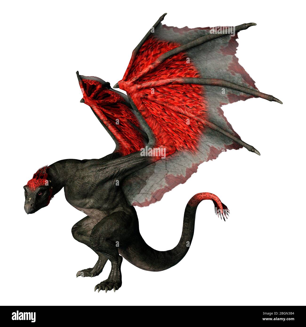 3D rendering of a fantasy dragon isolated on white background Stock ...