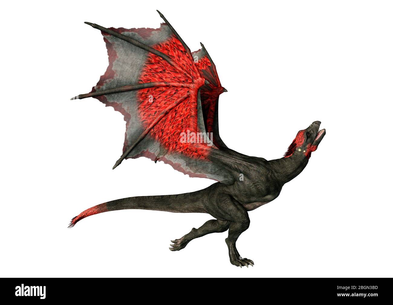 3D rendering of a fantasy dragon isolated on white background Stock ...