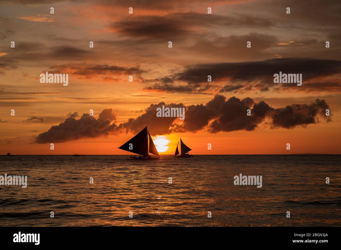 Sunset White beach path on Boracay island, Philippines Stock Photo - Alamy