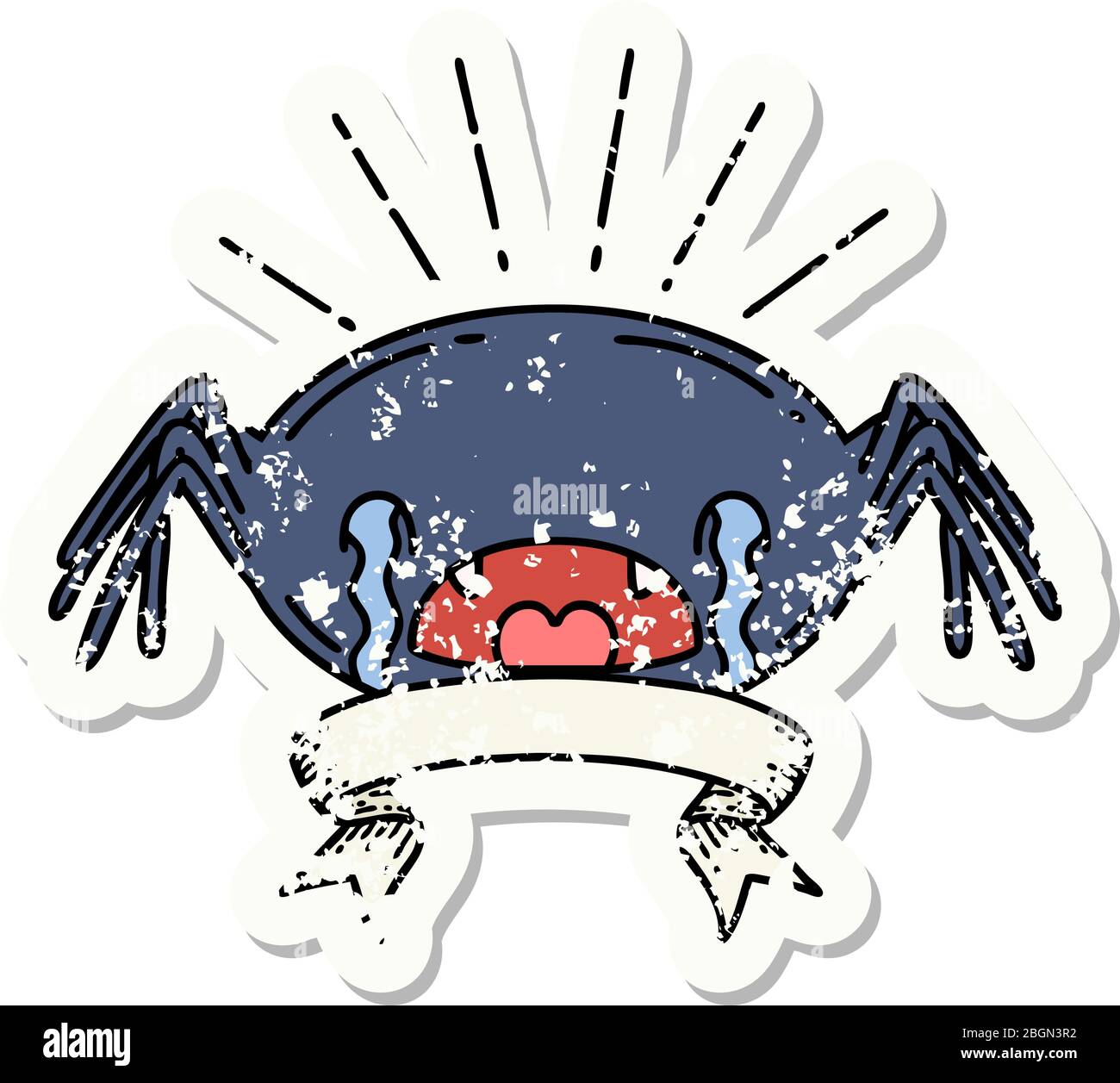 worn old sticker of a tattoo style crying spider Stock Vector Image ...