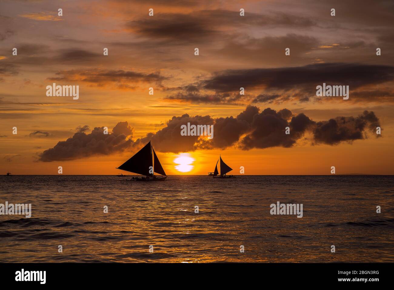 Sunset White beach path on Boracay island, Philippines Stock Photo - Alamy