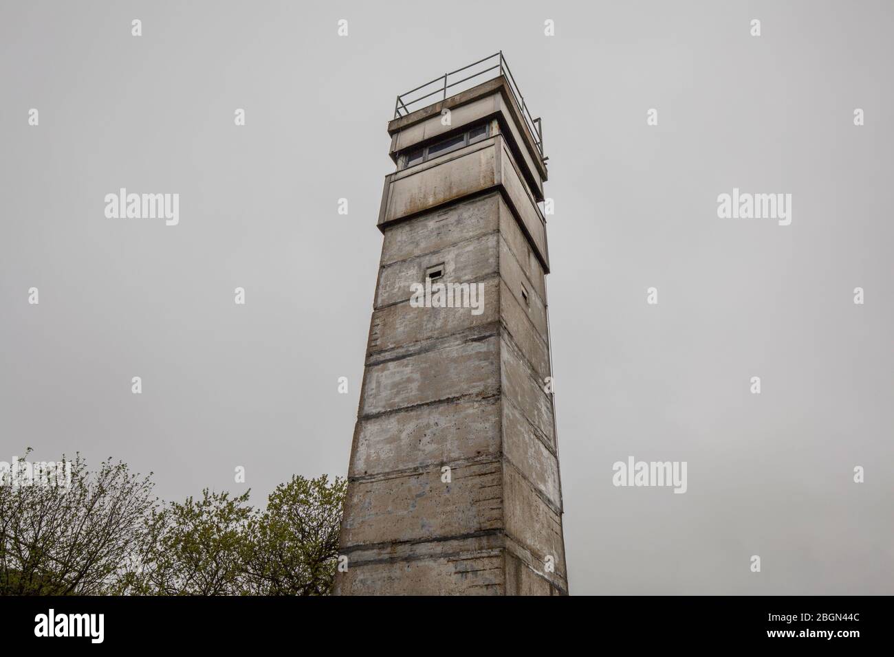 Former GDR watchtower at former west-east German border between ...