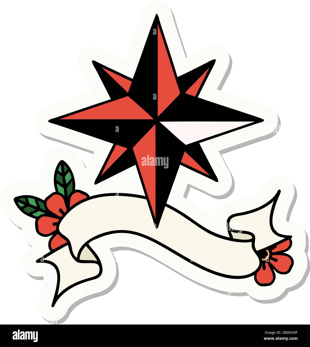 tattoo style sticker with banner of a star Stock Vector Image & Art - Alamy