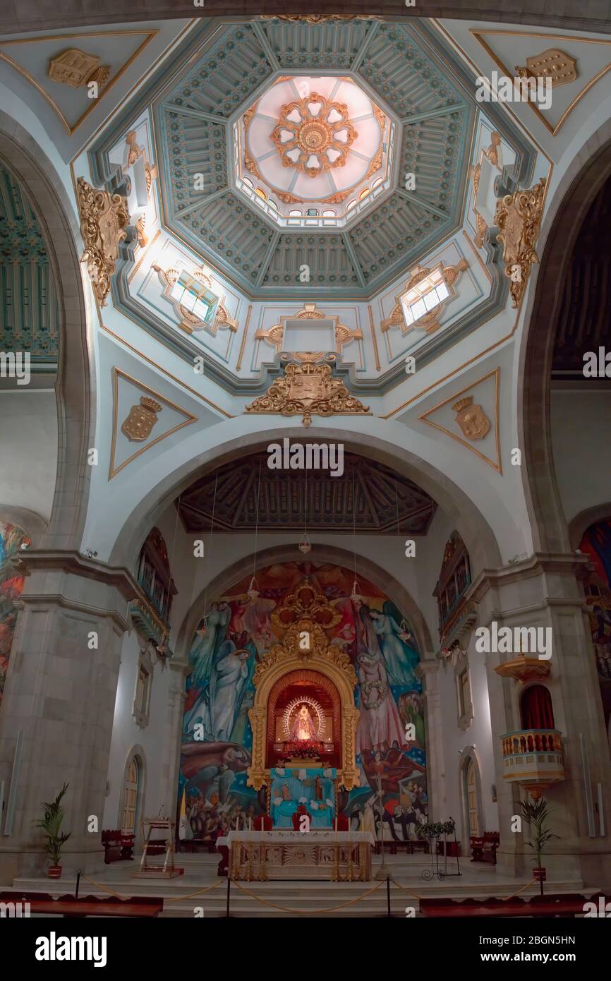 Nuestra Senora de Candelaria basilica, Dome ceiling and Statue of the ...