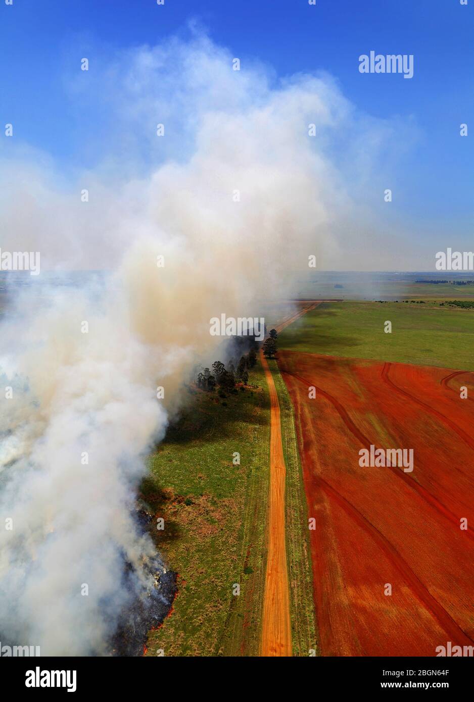 Aerial photo of farming fields on fire Stock Photo - Alamy
