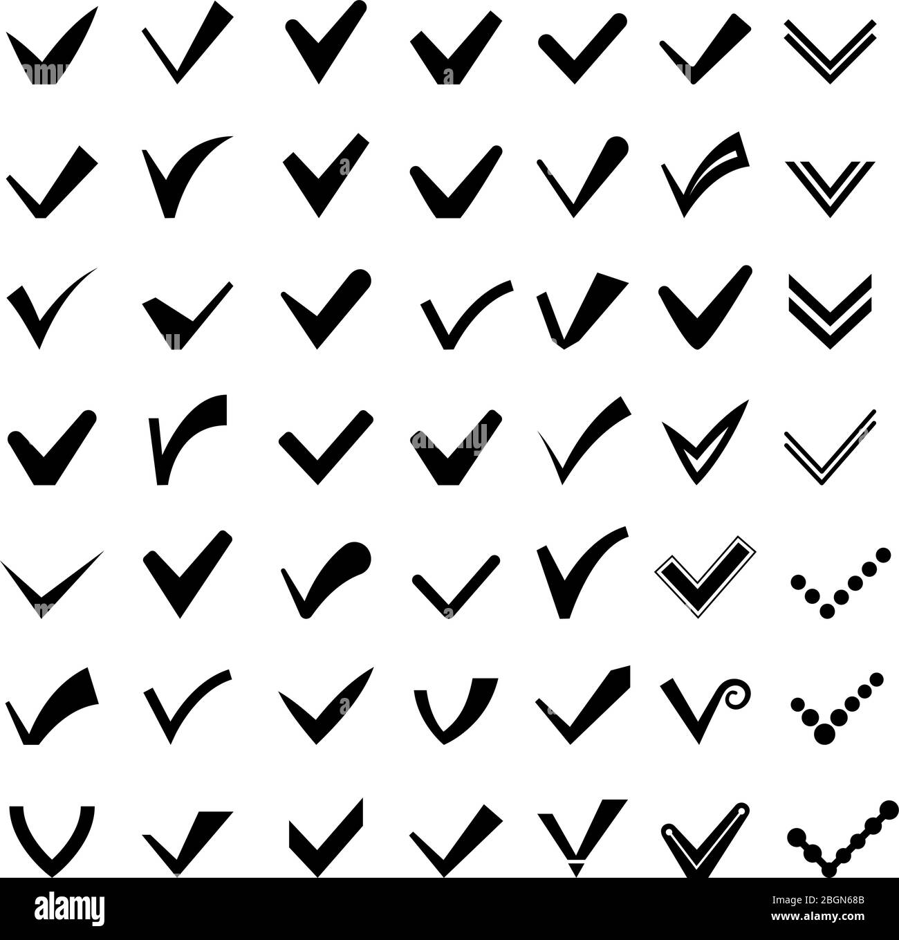 Black line confirm iconson white background. Vector ticks or check ...