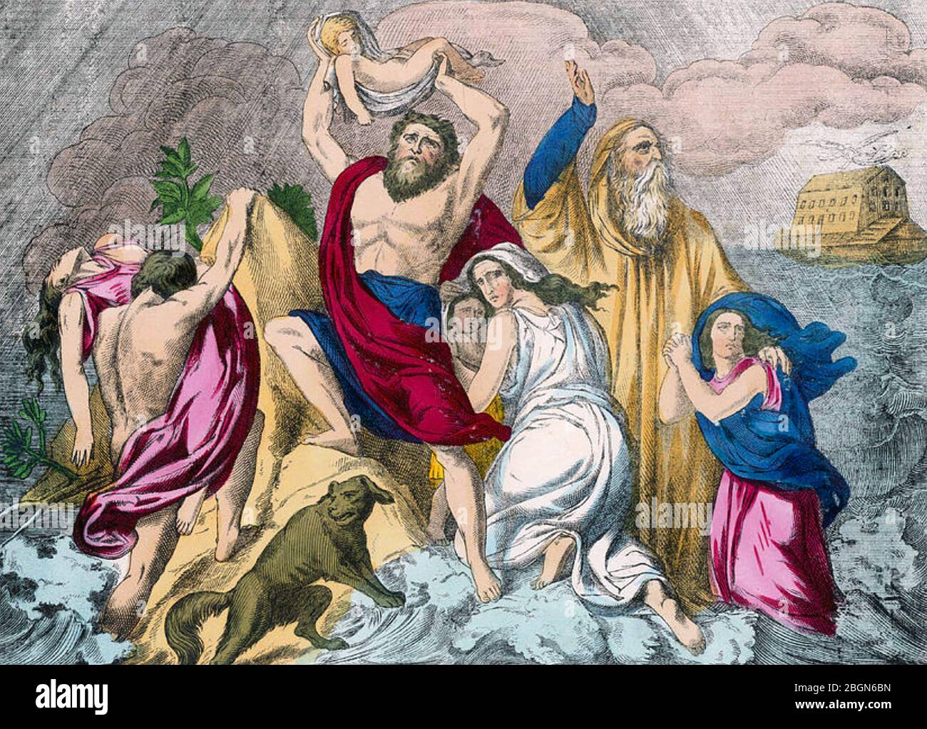 NOAH'S FLOOD with the Ark at right Stock Photo - Alamy