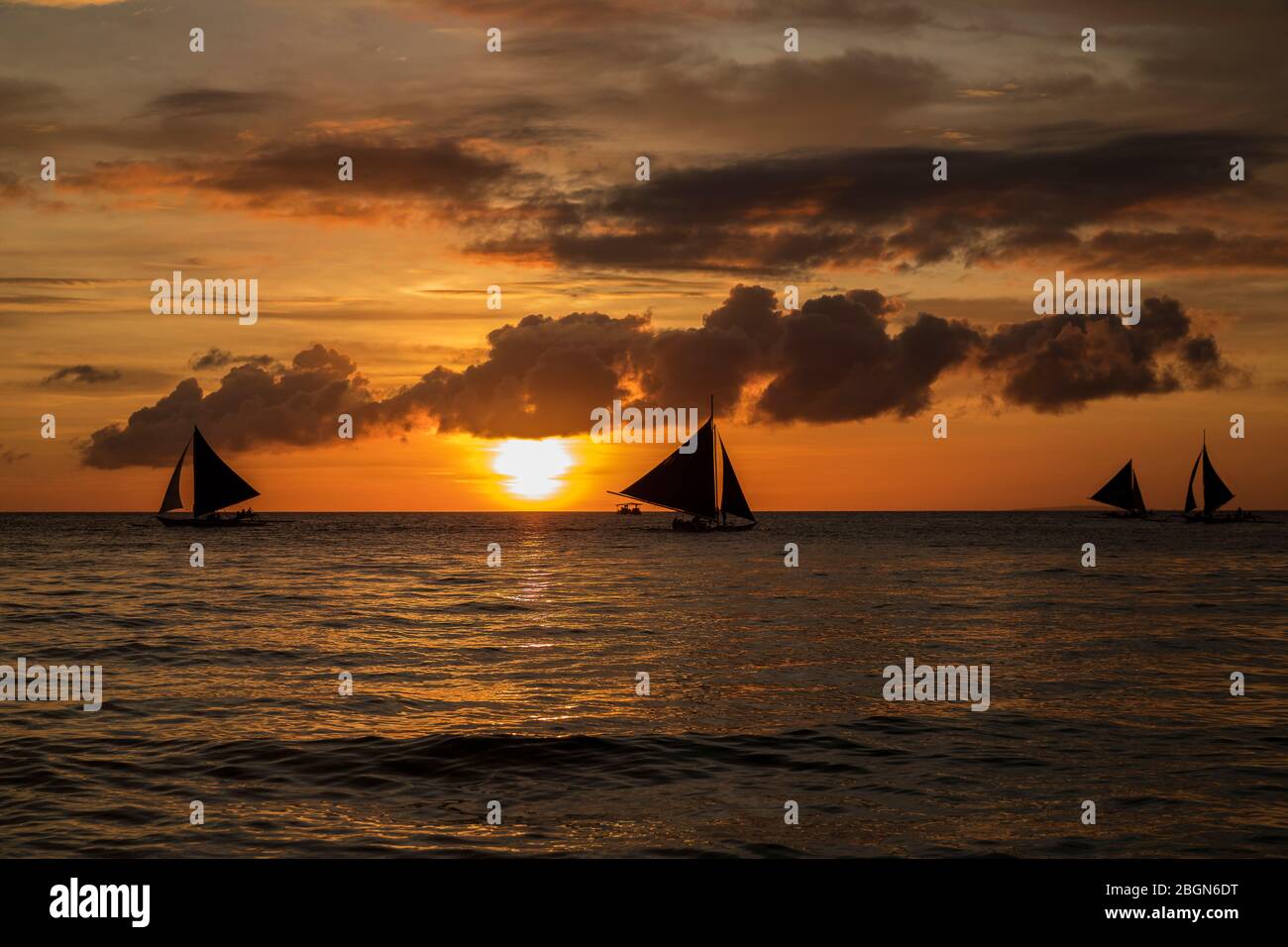 Sunset White beach path on Boracay island, Philippines Stock Photo - Alamy