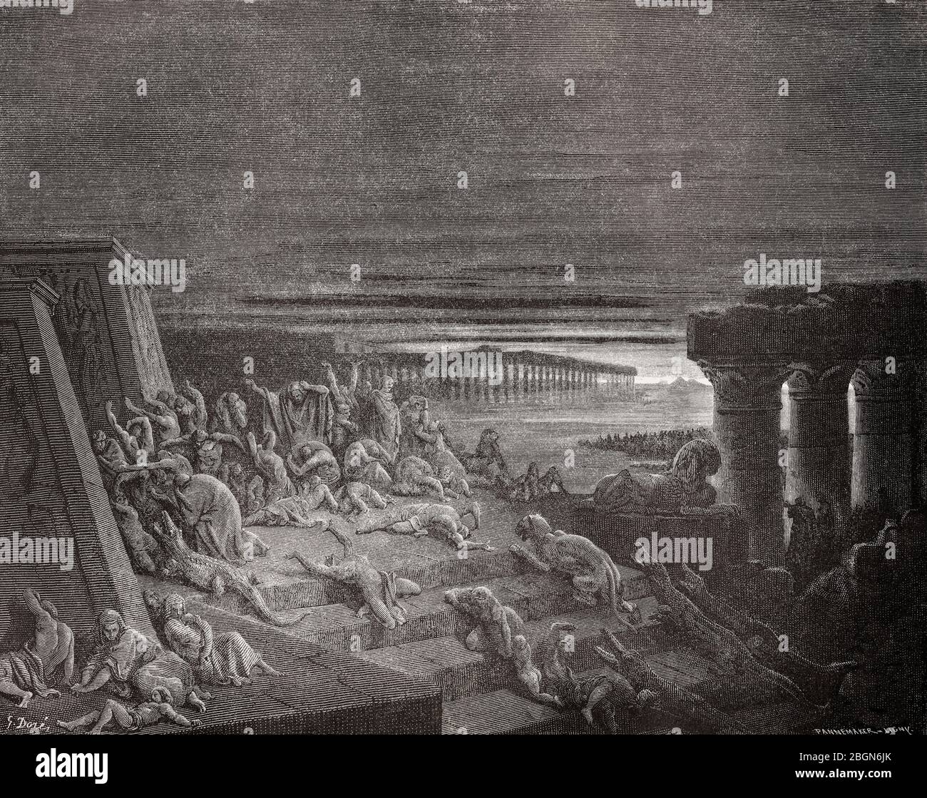 The Ninth Plague: Darkness, woodcut by Gustave Doré Stock Photo - Alamy