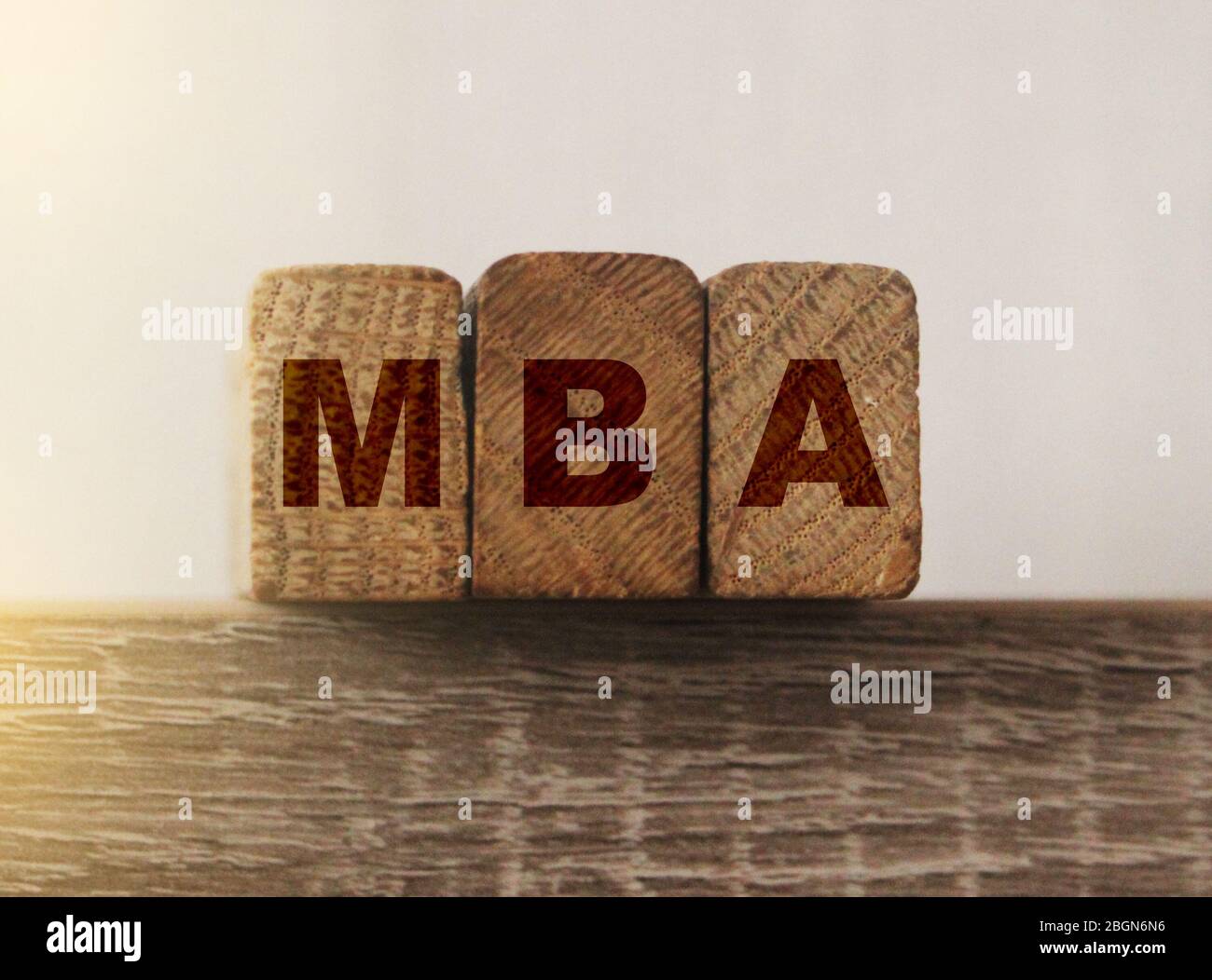 MBA written on a wooden blocks. standing for Master of Business ...