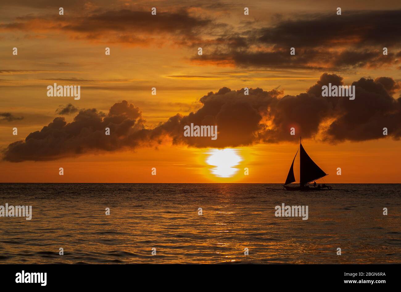 Sunset White beach path on Boracay island, Philippines Stock Photo - Alamy