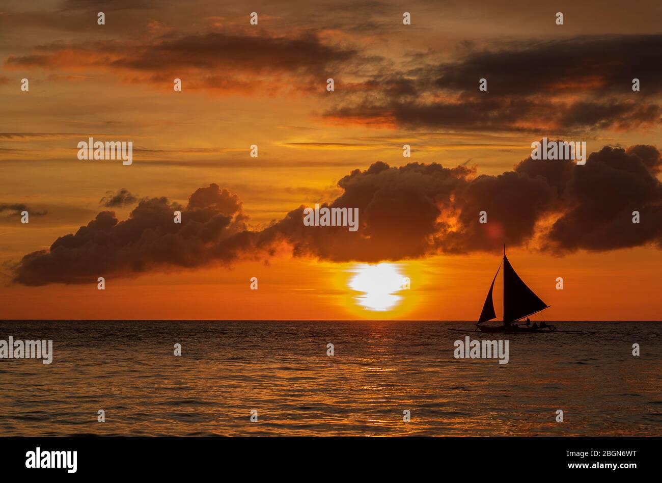 Sunset White beach path on Boracay island, Philippines Stock Photo - Alamy