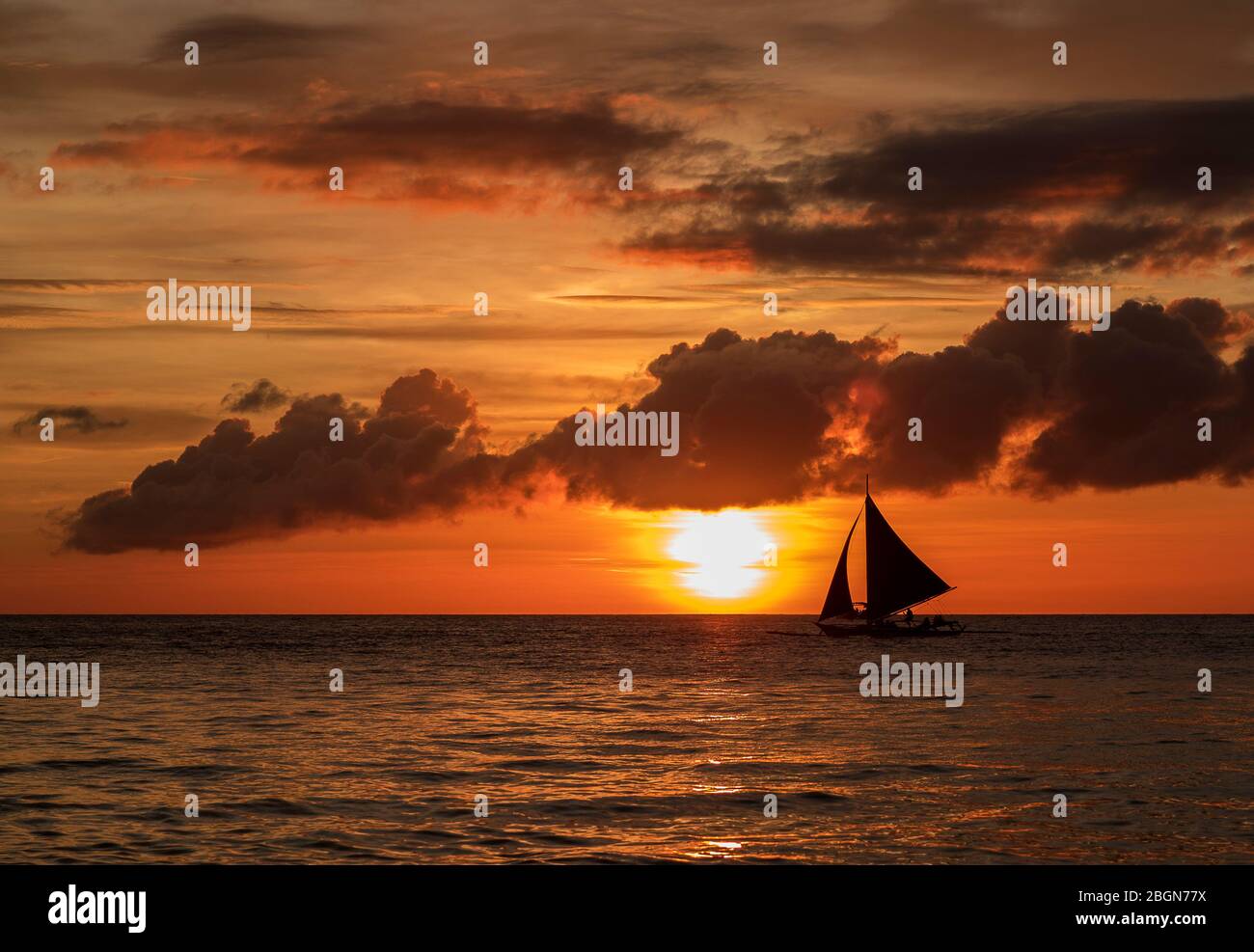 Sunset White beach path on Boracay island, Philippines Stock Photo - Alamy
