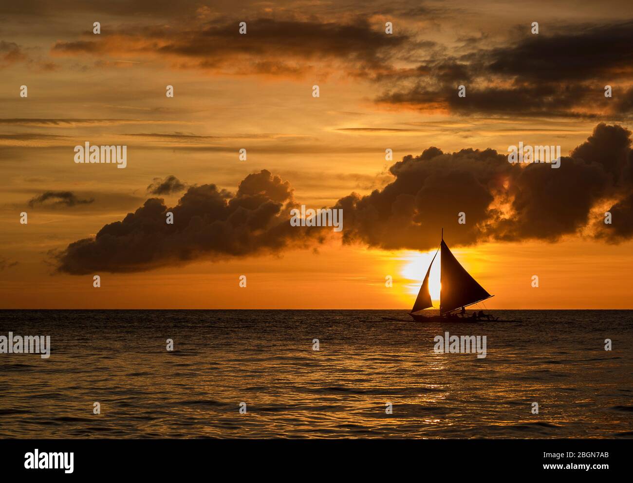 Sunset White beach path on Boracay island, Philippines Stock Photo - Alamy
