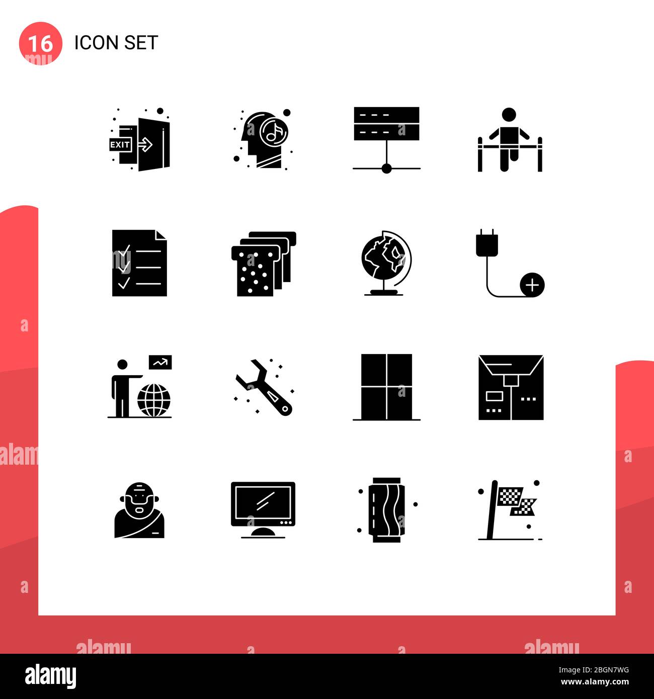 Stock Vector Icon Pack of 16 Line Signs and Symbols for man, gymnastic ...