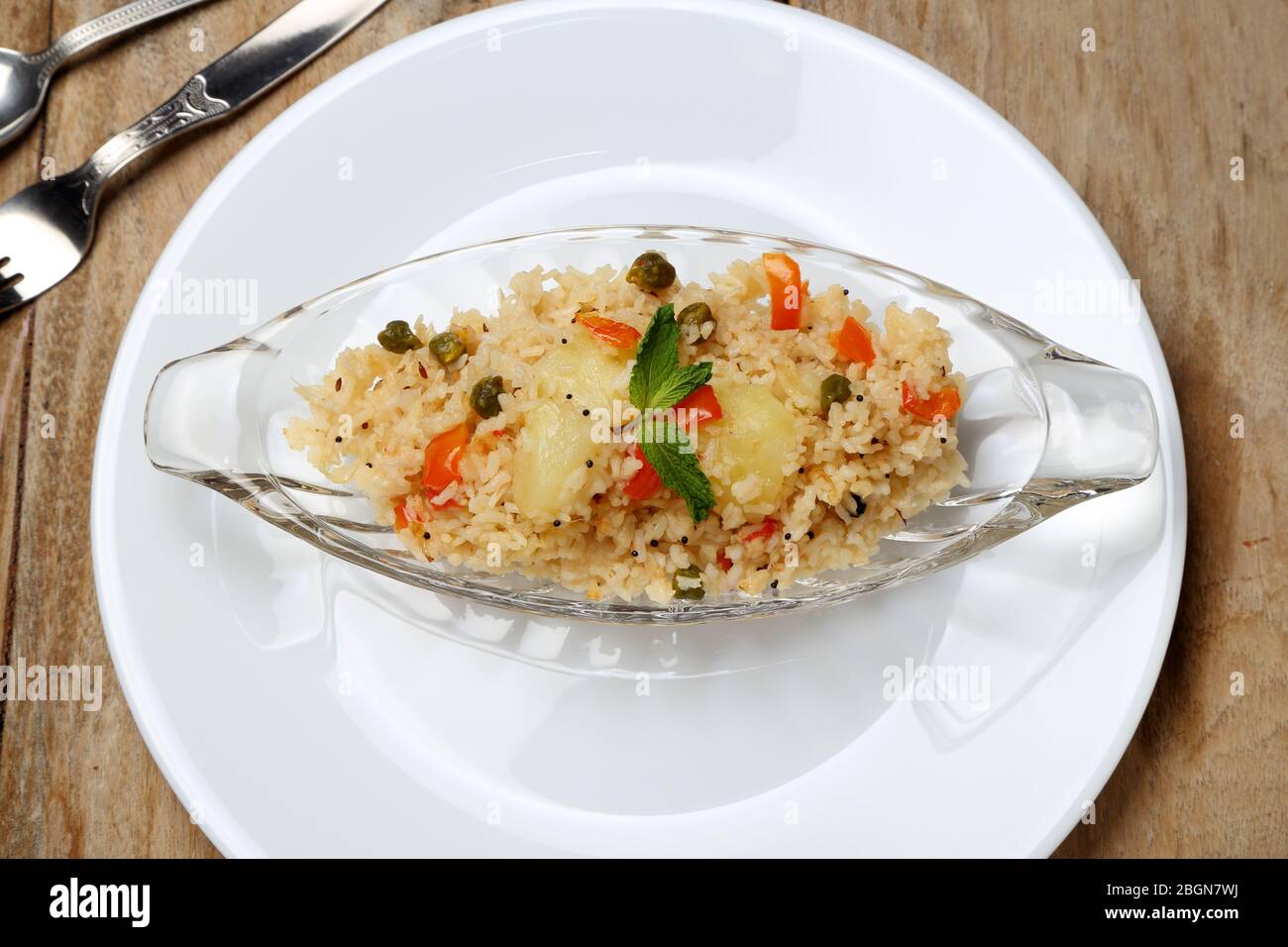 indian rice dish or veg biryani, veg pulav, Indian vegetable pulao in a ...