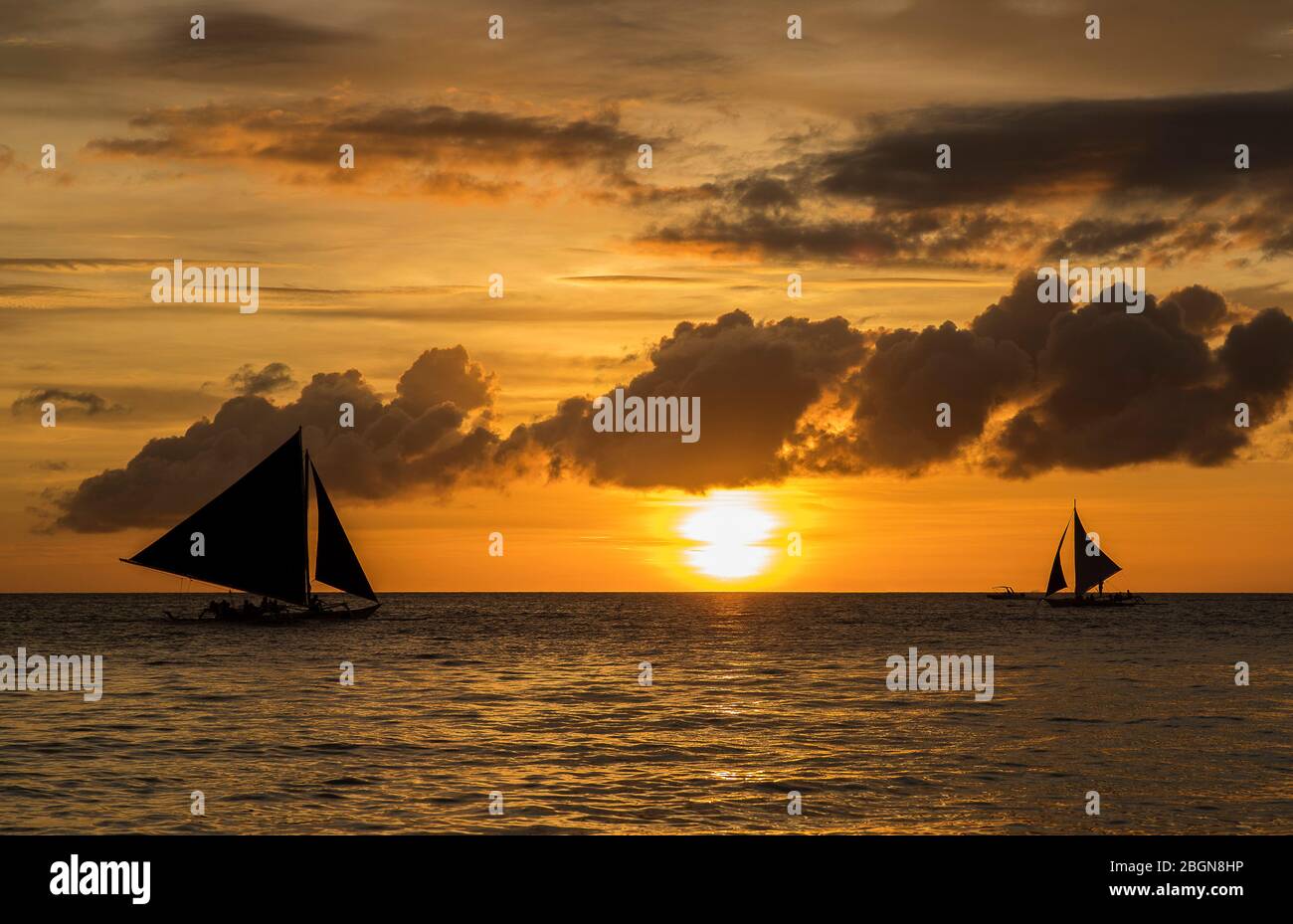 Sunset White beach path on Boracay island, Philippines Stock Photo - Alamy