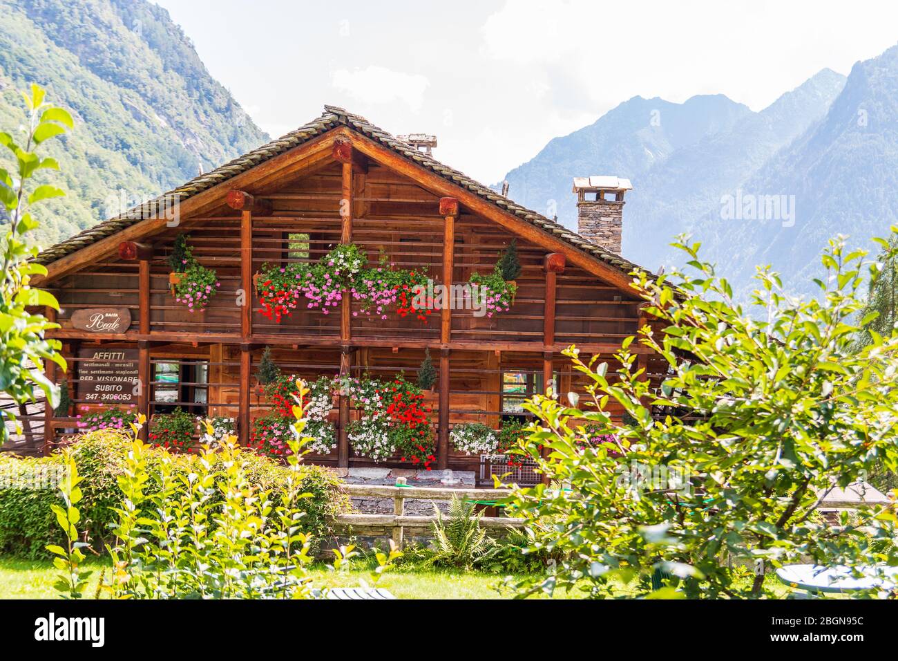 Glimpse of the mountain resort town of Alagna Valsesia, Vercelli ...