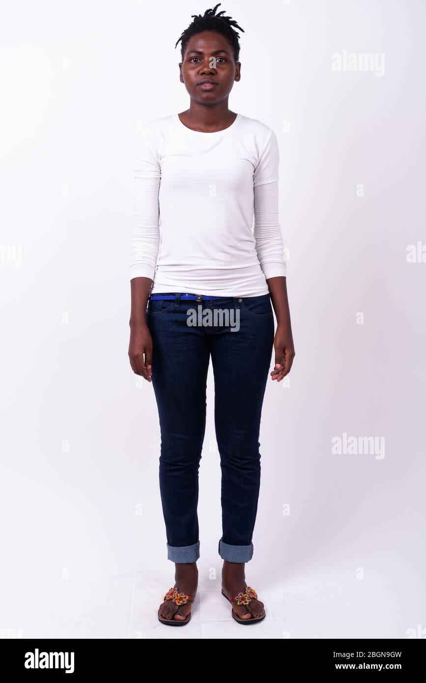 Full body shot of young beautiful African woman Stock Photo - Alamy