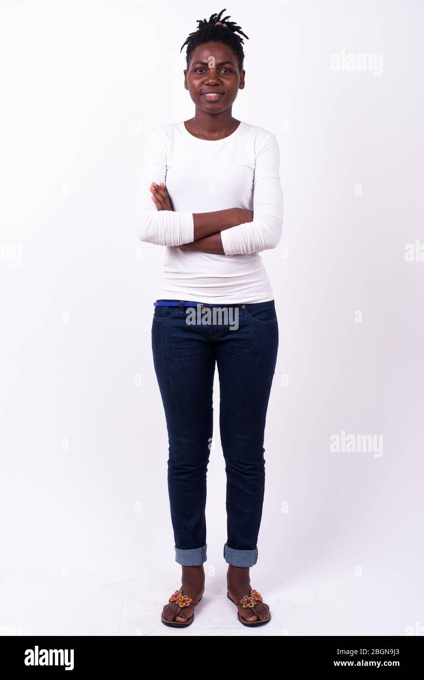 Full body shot of young beautiful African woman Stock Photo - Alamy
