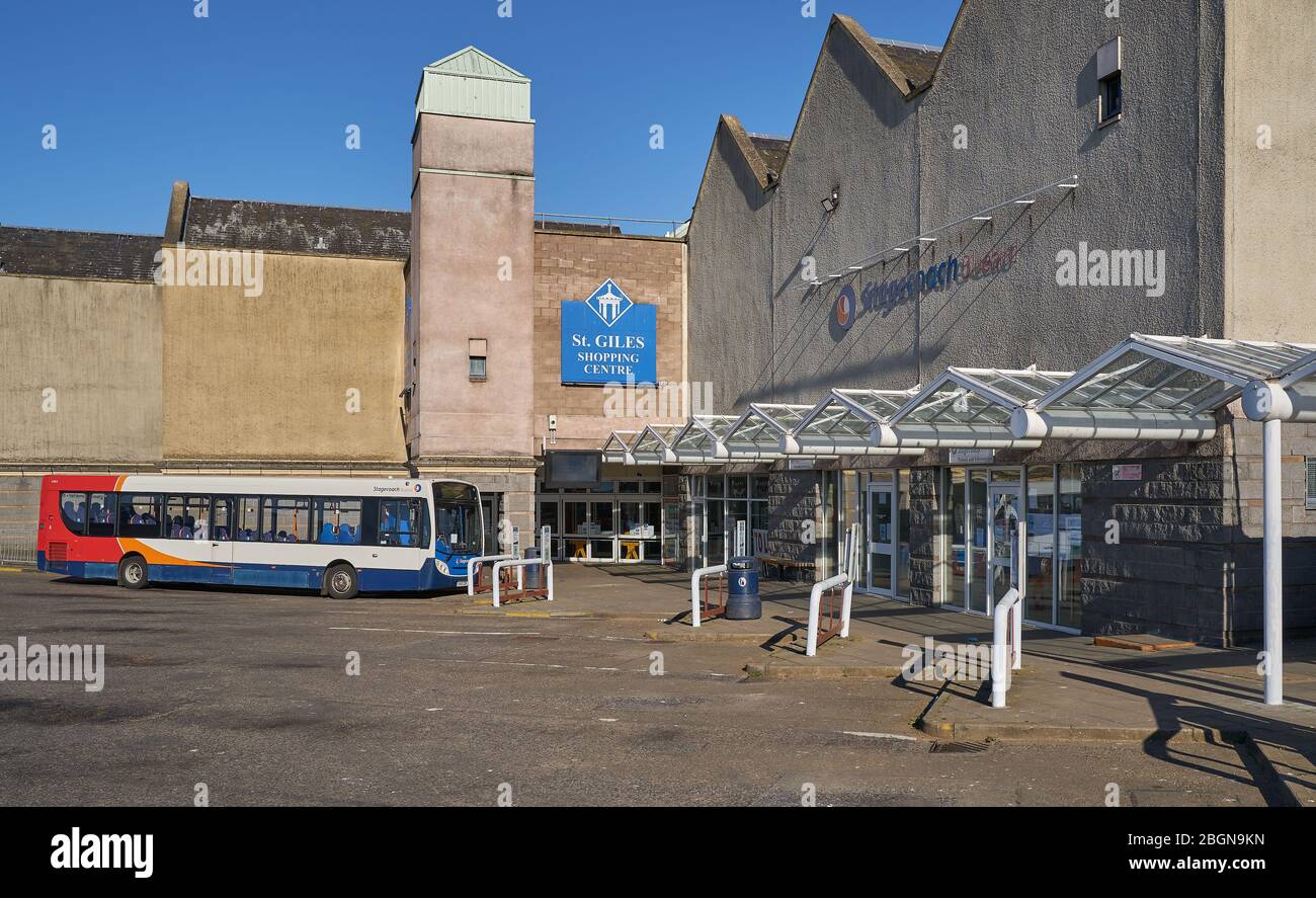 Elgin, Moran, UK. 22 April 2020. Stagecoach Buses, Alexandra Road ...