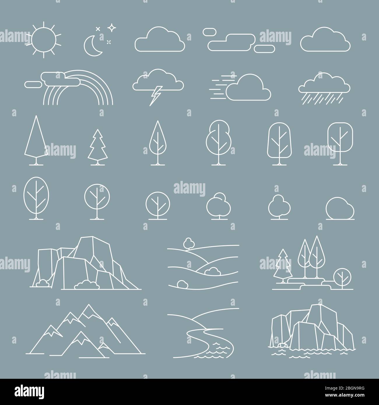 Rainbow mountain forest landscape Stock Vector Images - Alamy