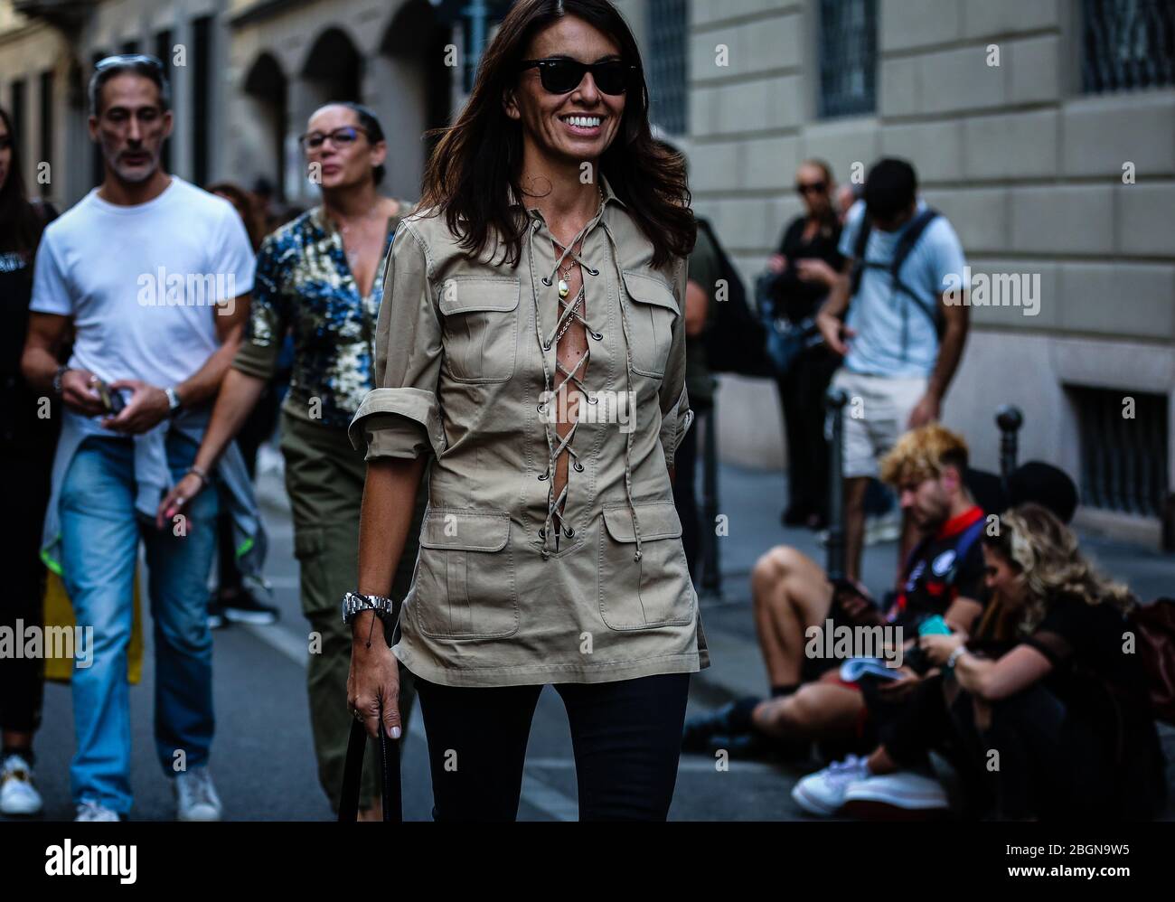 MILAN, Italy- September 21 2019: Viviana Volpicella on the street ...
