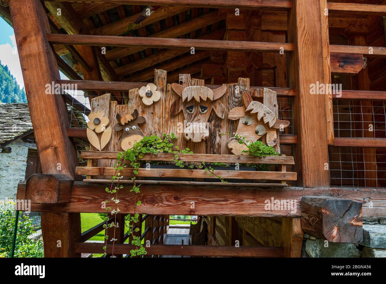 Typical Walser style houses in Pedemonte, Alagna Valsesia, Piedmont ...
