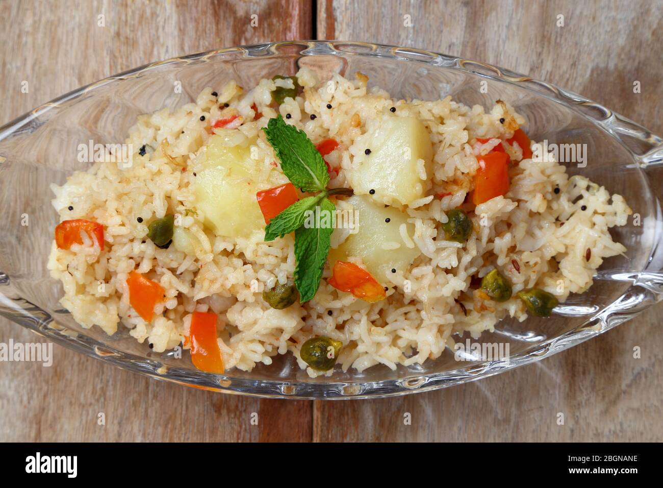 indian rice dish or veg biryani, veg pulav, Indian vegetable pulao in a ...