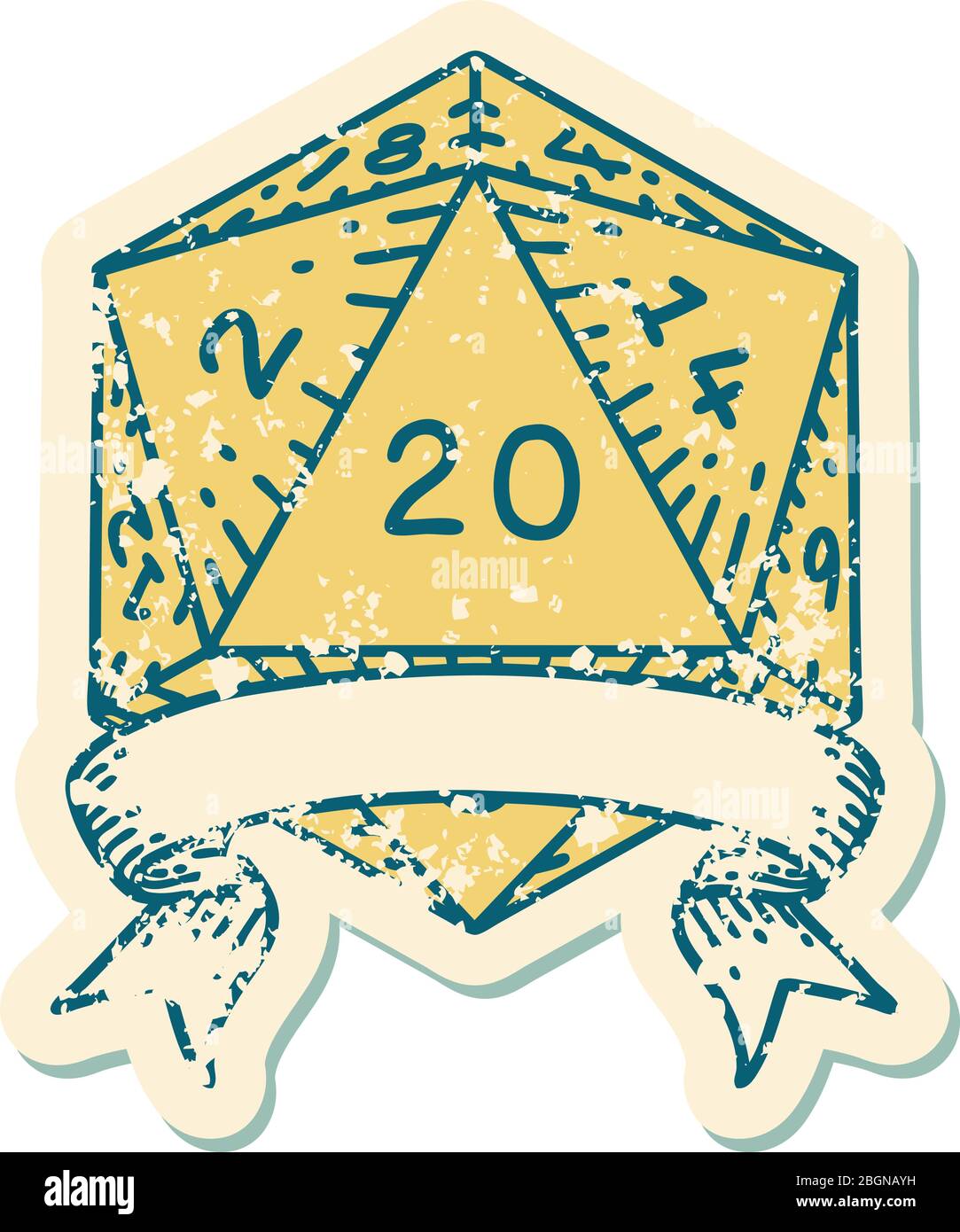 Retro Tattoo Style natural 20 critical hit D20 dice roll Stock Vector ...