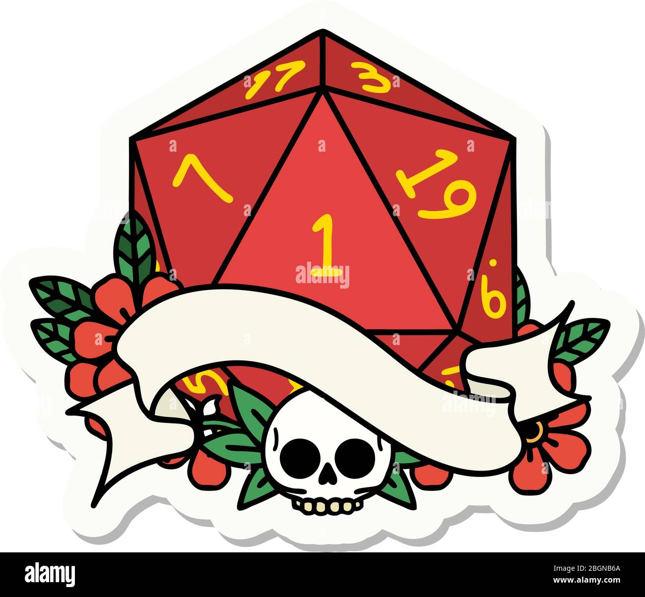 sticker of a natural one d20 dice roll Stock Vector Image & Art - Alamy