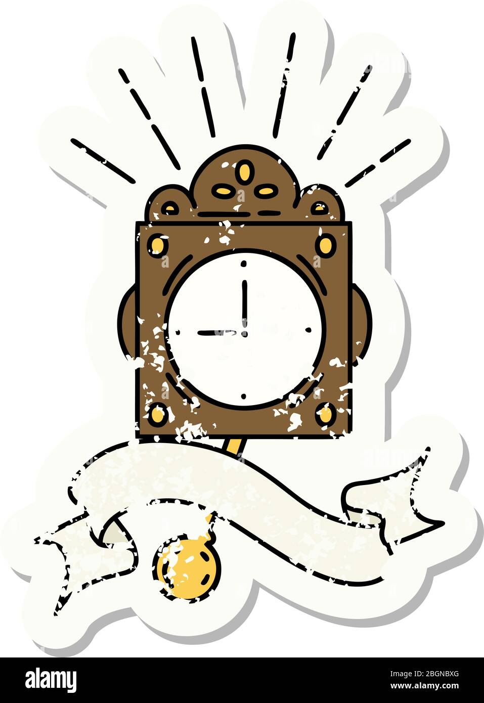 worn old sticker of a tattoo style ticking clock Stock Vector Image ...