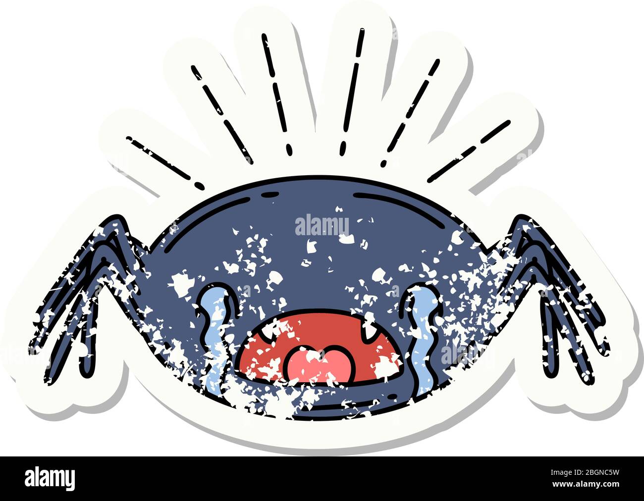 worn old sticker of a tattoo style crying spider Stock Vector Image ...