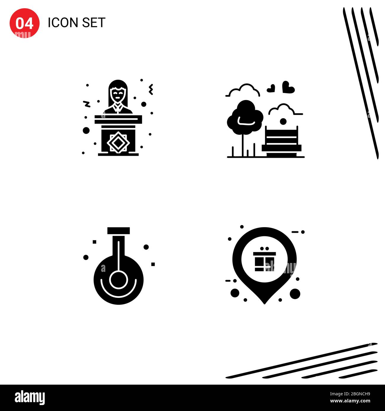 Group of 4 Solid Glyphs Signs and Symbols for politician, outdoor ...