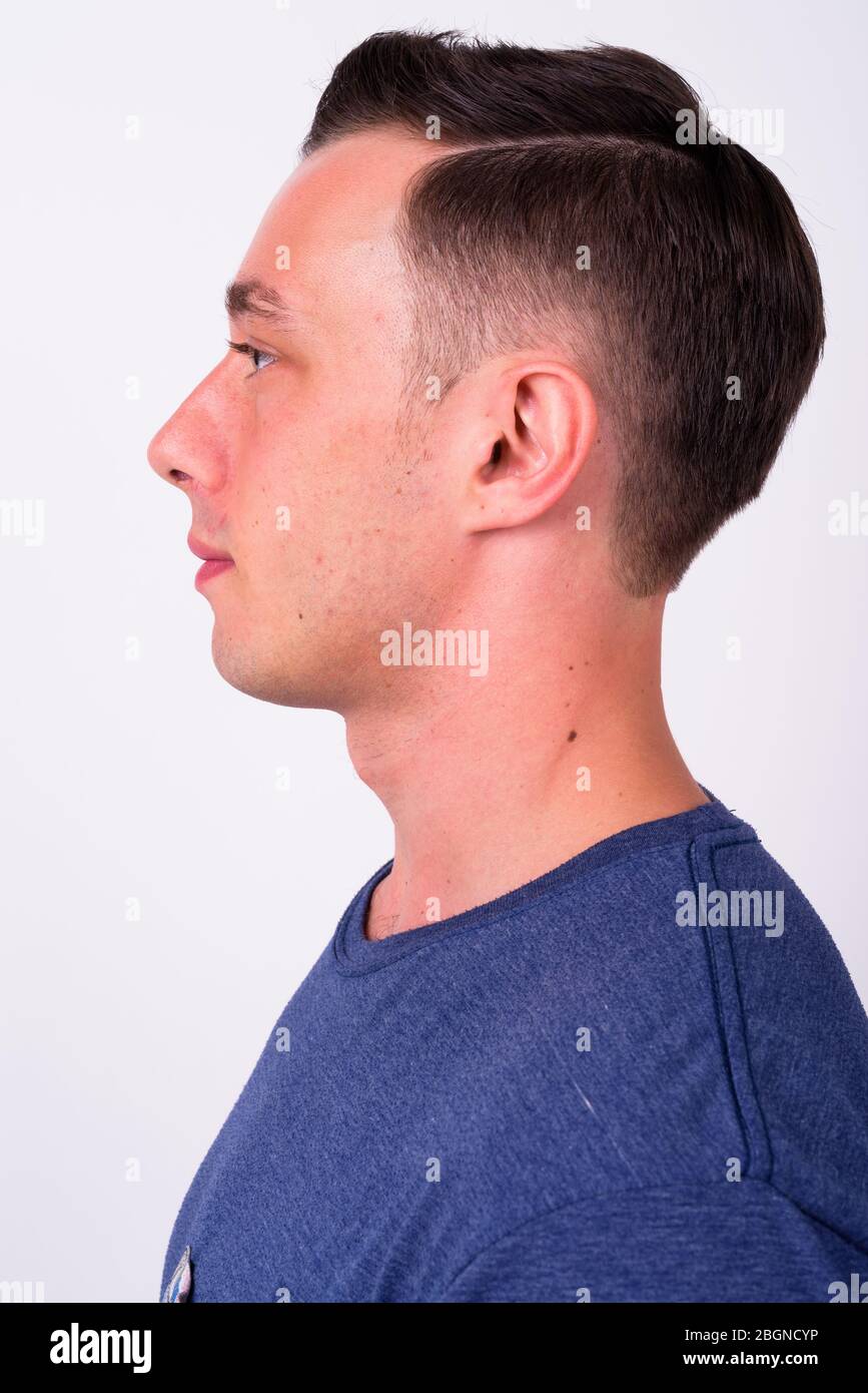 Closeup profile view of young handsome man Stock Photo - Alamy Closeup profile view of young handsome man Stock Photo - Alamy