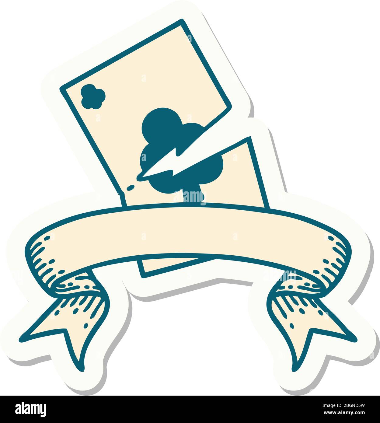 tattoo style sticker with banner of a torn card Stock Vector Image ...