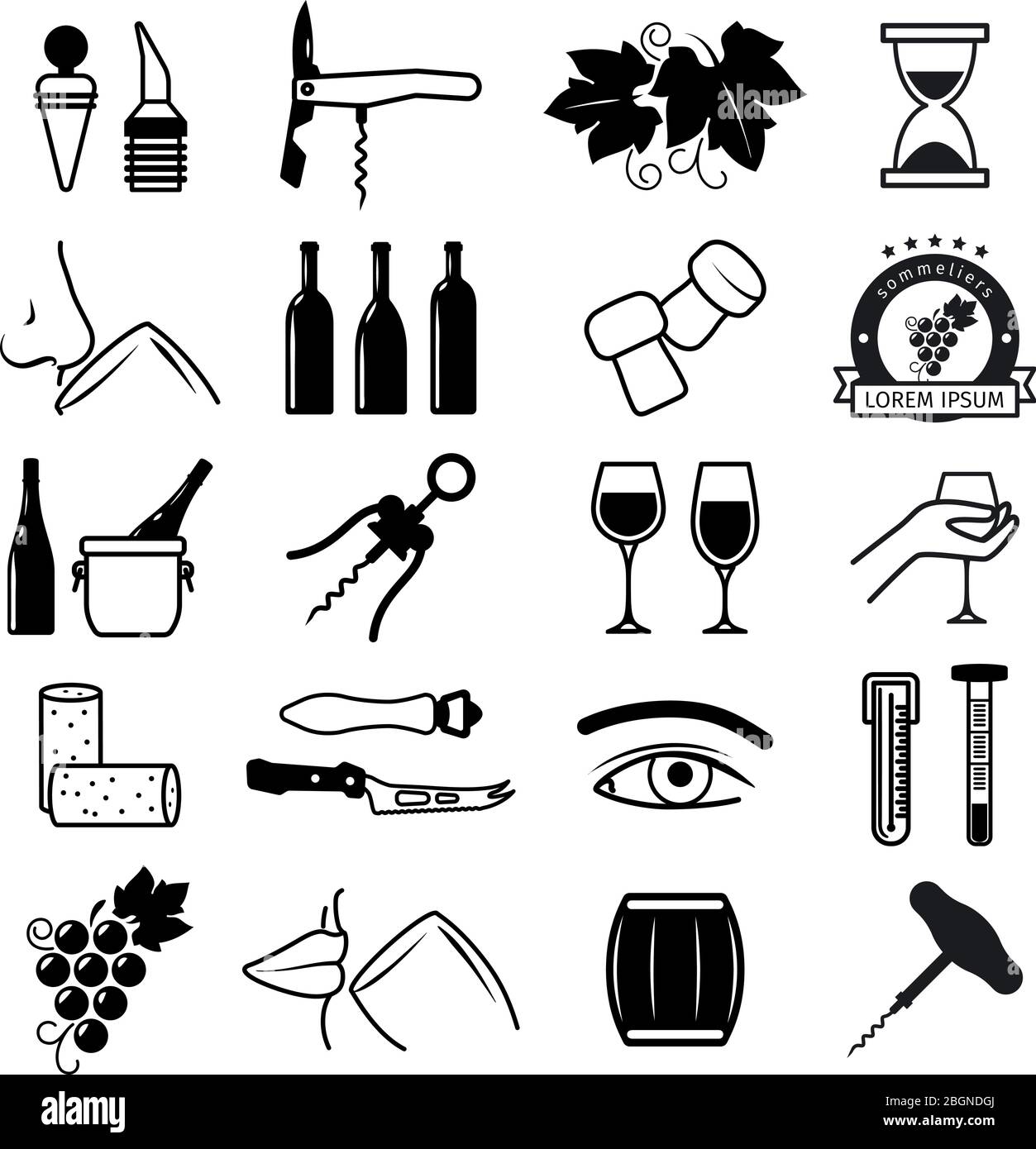 Tasting wine icons. Wine and sommelier icons. Vector illustration Stock ...